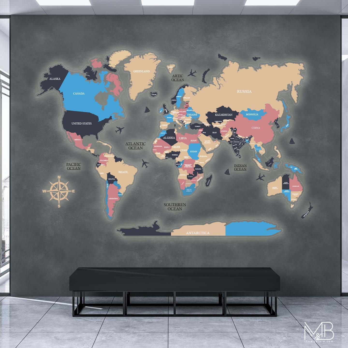 Premium 4-Layer Wooden & Acrylic World Map (Light Color Edition) – The ...